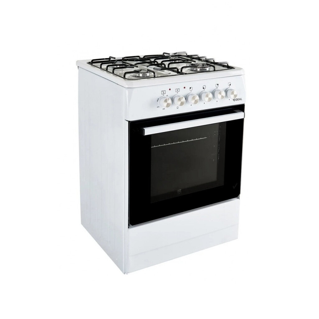 Плита комбинированная Ideal L110 Econom, цвет белый, объем электродуховки 65 л, откидная дверца