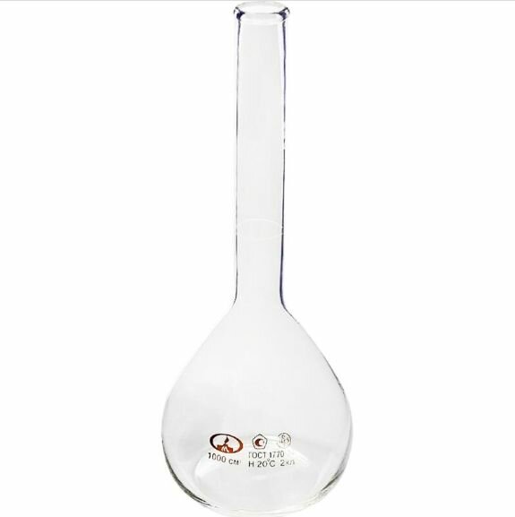 Колба мерная 1-1000-2, 1000 мл (без шлифа, без пробки)