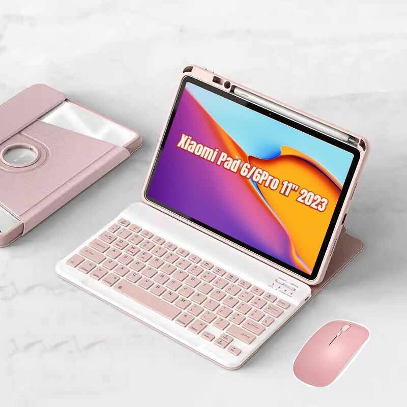 Вращающийся на 360 чехол-клавиатура для Xiaomi Pad 6/6Pro 11 2023 с мышью