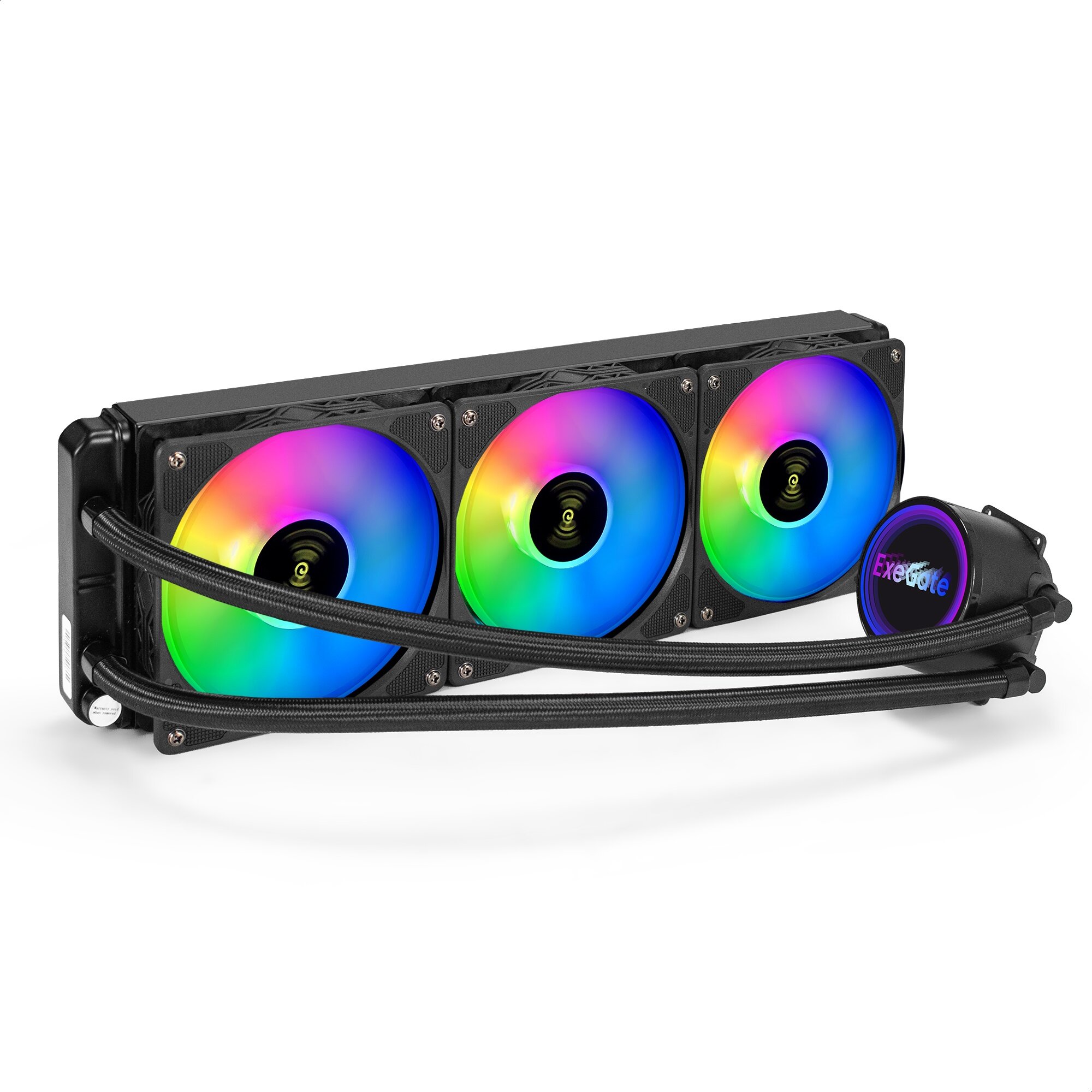 Комплект водяного охлаждения ExeGate BlackWater-360. PWM. RGB (RGB подсветка, LGA2066/2011/1366/1150/1151/1155/1156/1200/1700/1851/AM4/AM5/FM1/FM2/FM2+/AM2/AM2+/AM3/AM3+, TDP 280W, Fan 120mm, Hydro bearing, макс, с термопастой, Color Box) EX297325RUS
