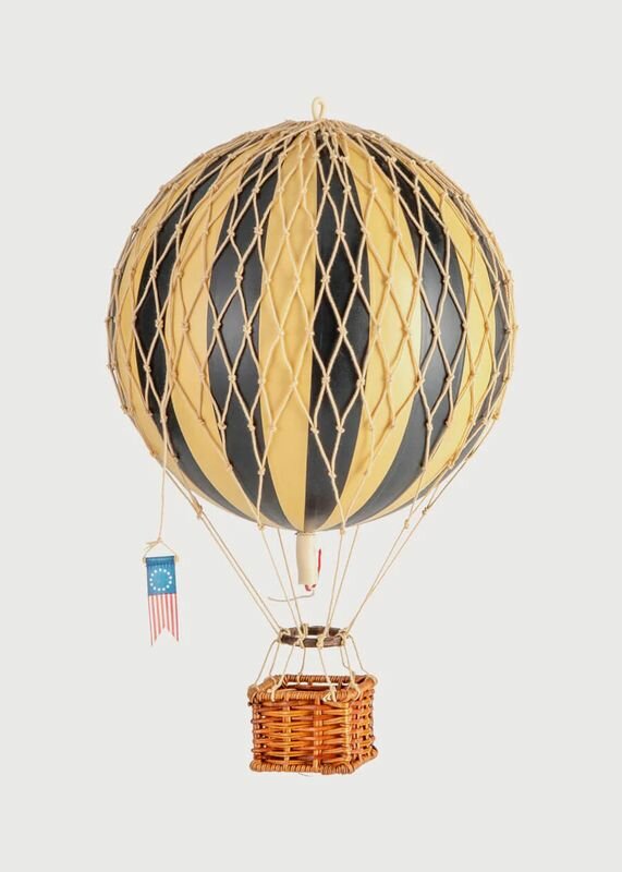 Черный воздушный шар в полоску Striped Medium Hot Air Balloon in Black, средний