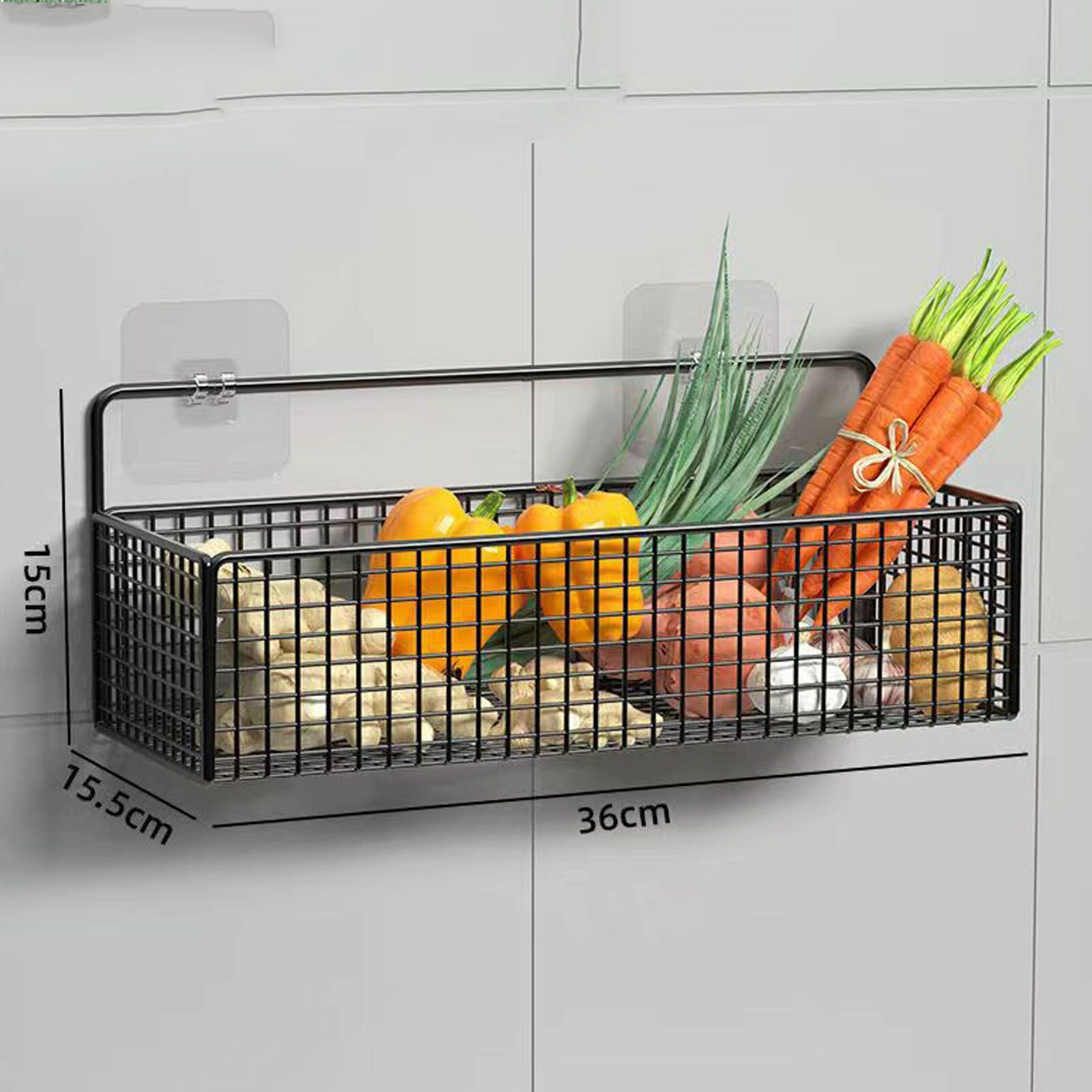 Подвесная полка для хранения на кухне, настенная корзина для хранения, подвесной настенный органайзер, корзины для спальни в общежитии, чёрный цвет