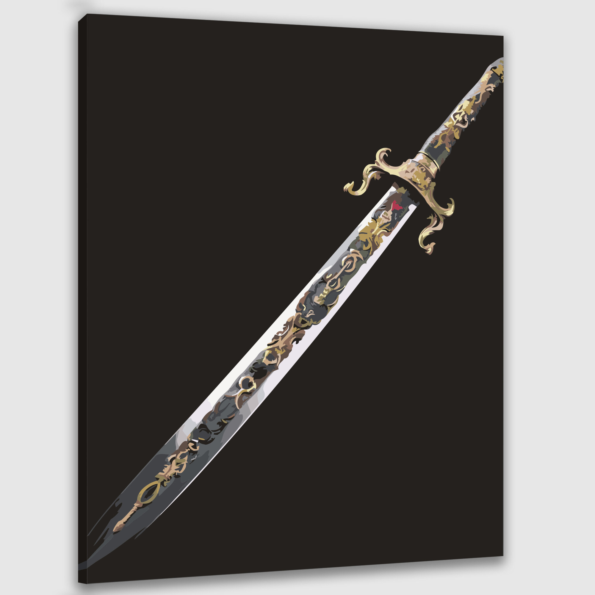 Картина по номерам 40x50 см, фотография, древний меч, украшенный, музей, мастерство, изготовление, сила