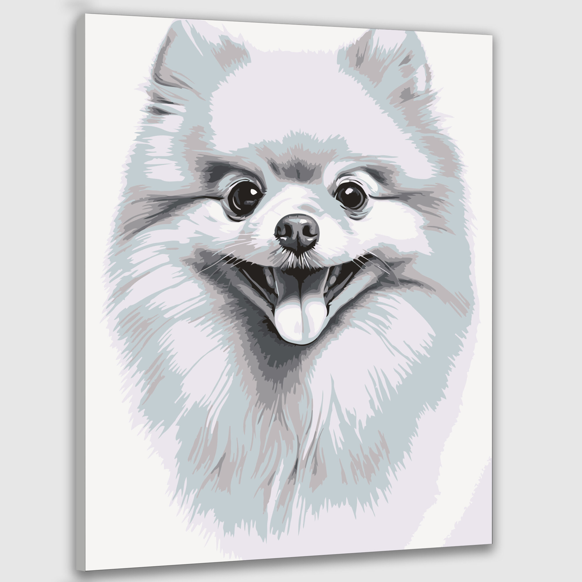 Картина по номерам 40x50 см, шпиц, карандашный набросок, текстура меха, индивидуальность, штрих, игривый