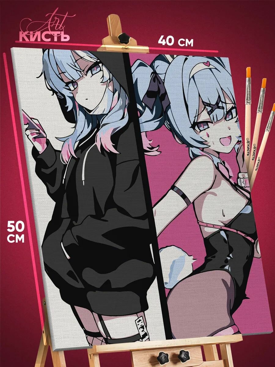 Картина по номерам на холсте с подрамником 40х50 Vocaloid Мику Хатсуне Rabbit Hole