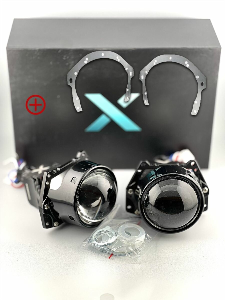 Линзы Bi Led DXL YH3 для Kia Sorento 3 Prime 2014-2017 (линзы + рамки) 3.0 дюйма светодиодные ближнего и дальнего света в автомобильные фары / Би Лед модули на гайку / Hella 3 / комплект 2шт