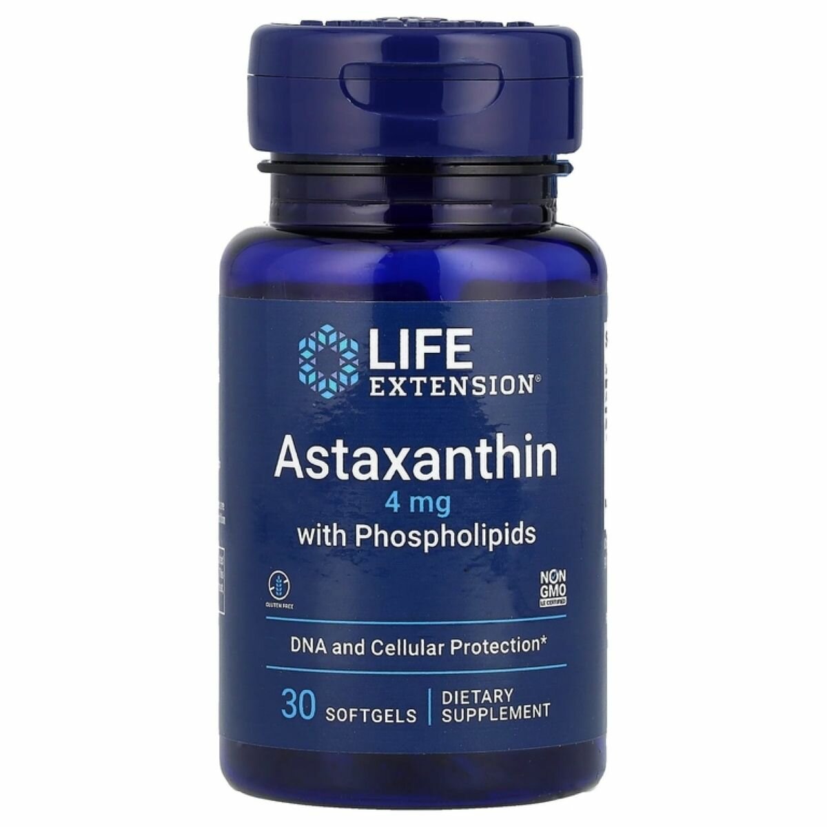 Life Extension Astaxanthin 4 mg, Астаксантин, Остальные антиоксиданты 30 капсул