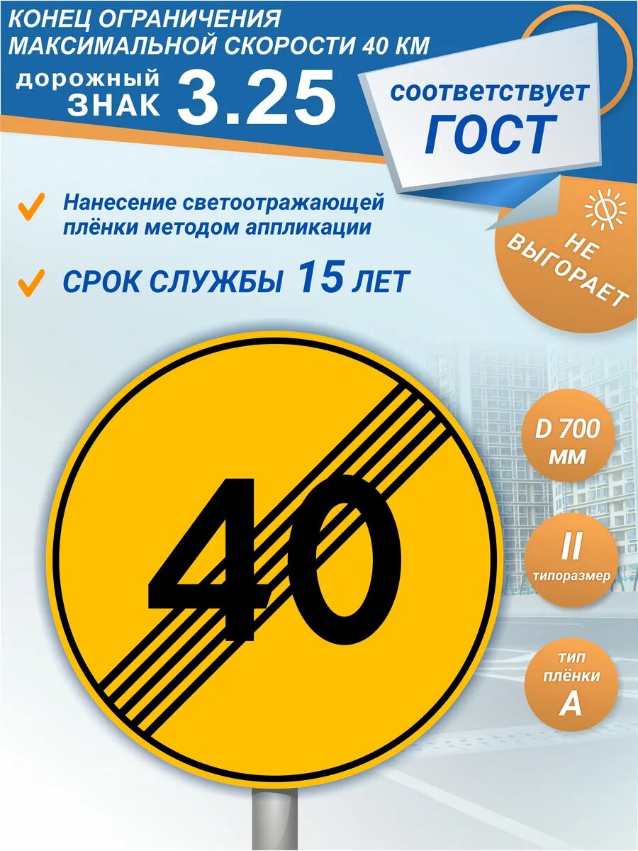 Знак дорожный 3.25 Конец ограничения скорости