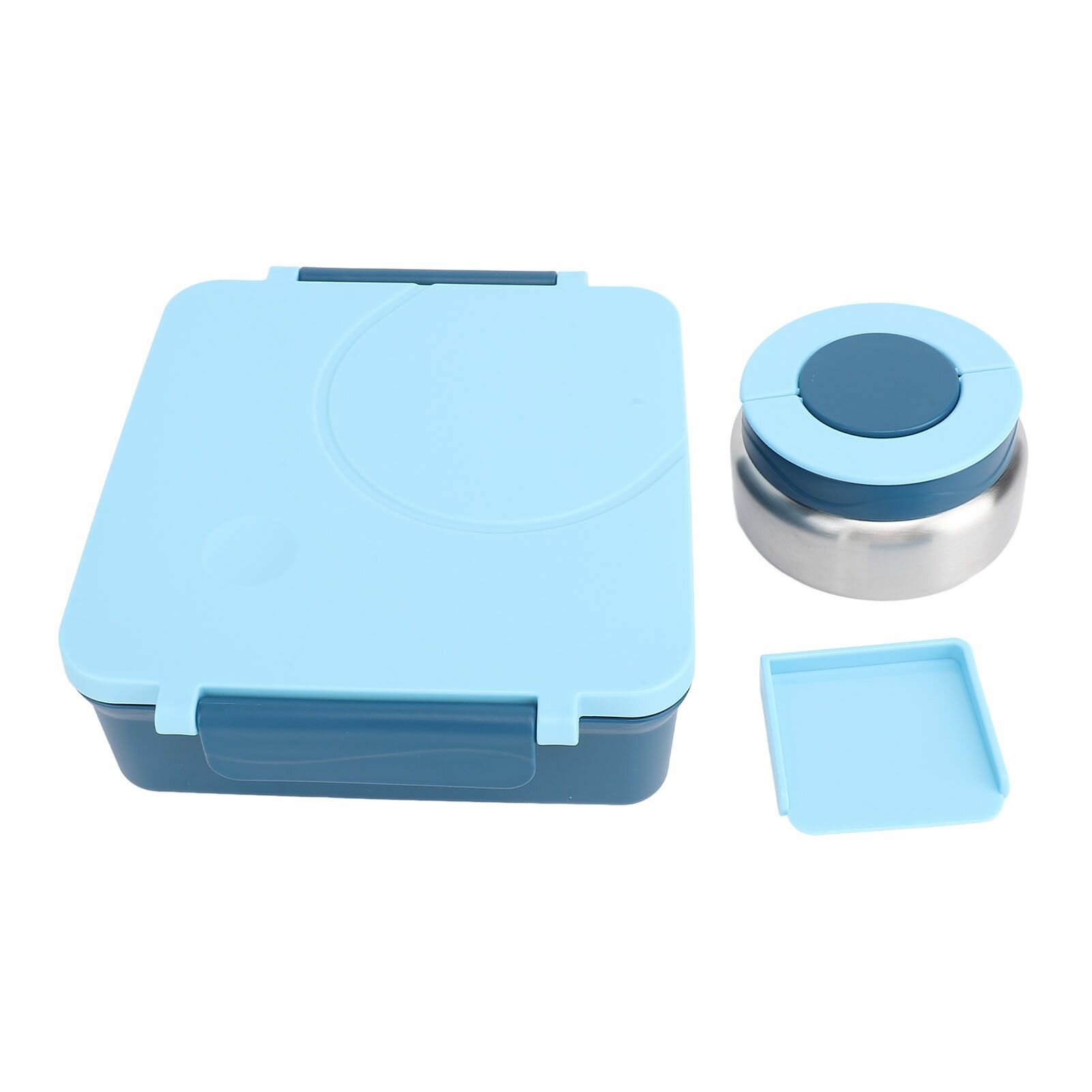Контейнер для обеда с ручкой и герметичными разделителями, подходит для офиса и школы, с возможностью мытья в посудомоечной машине, синий