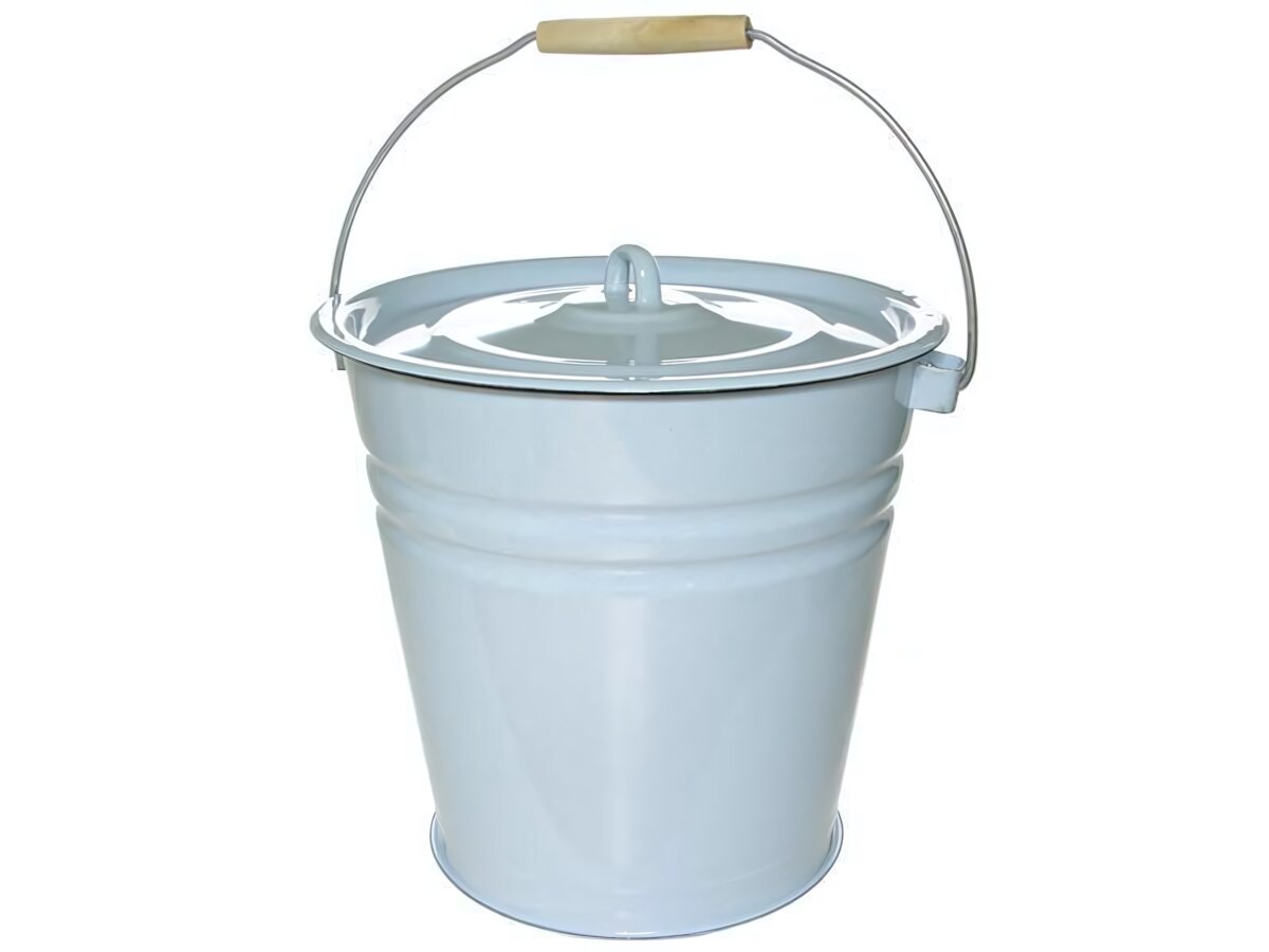 Ведро 12л с крышкой, эмалированное, белое, для хранения и транспортировки