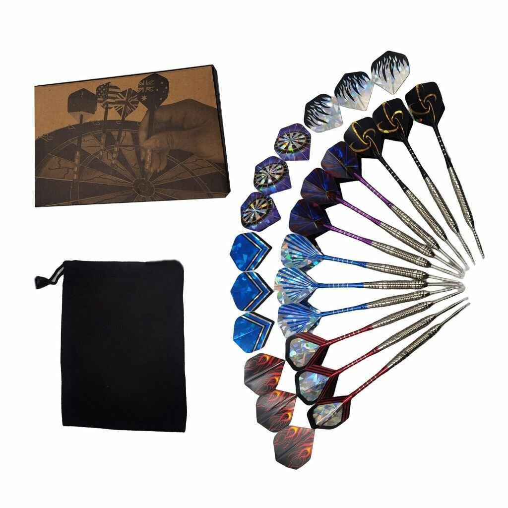 Дартс, Жесткий набор стальных дротиков, 1 комплект из 12 штук