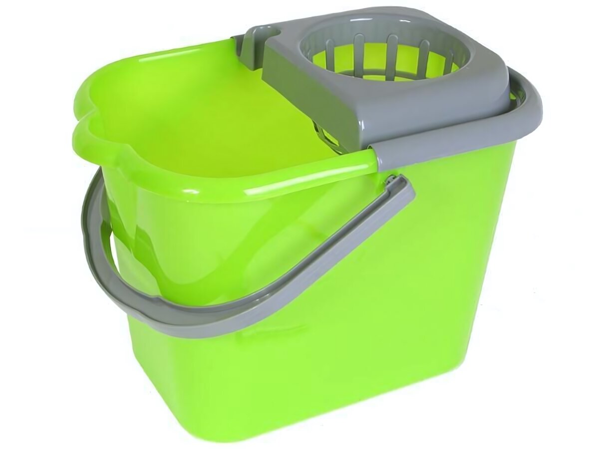 Ведро 16л с отжимом, прямоугольное, пластиковое, для уборки, с носиком