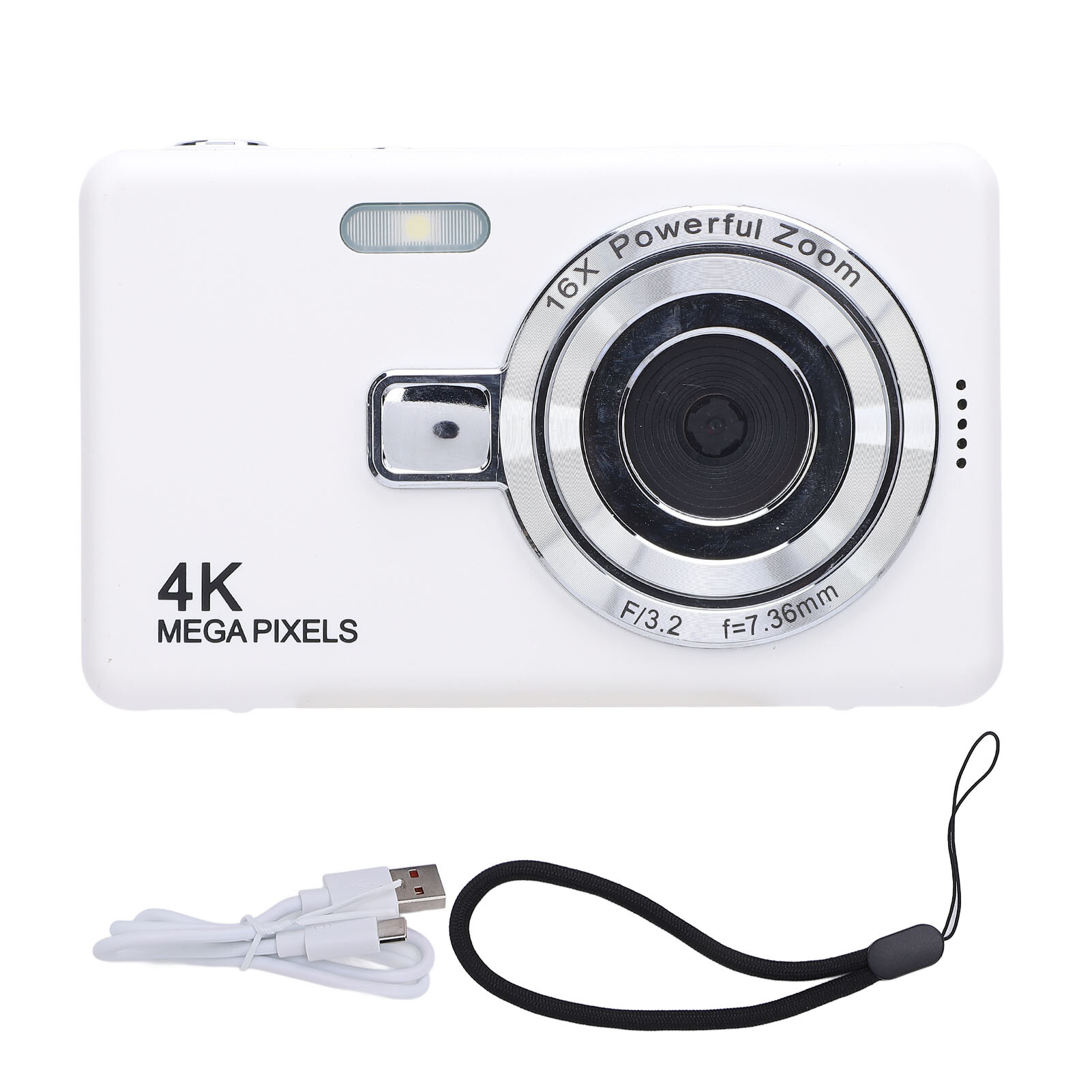 Digital Camera 50MP 4K High Definition 16X Zoom 2.4 Inch IPS Screen Anti Shake Compact Selfie 64GB