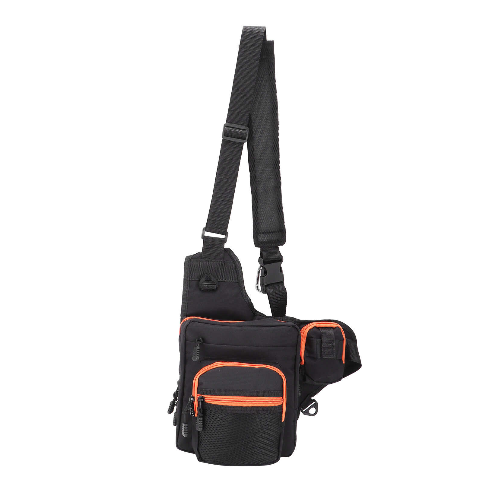 Многофункциональная сумка через Плечо для рыболовных снастей из полиэстера с Регулируемыми Плечевыми ремнями (черный)