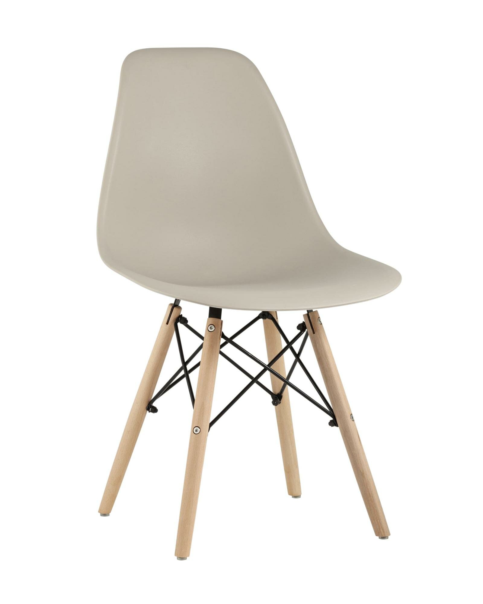 Стул Eames Style DSW STOOL GROUP бежевый, пластик, дерево, твердое сиденье, без подлокотников