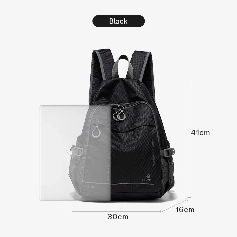 Легкие походные рюкзаки Fouvor для мужчин и женщин, прочный нейлоновый спортивный повседневный большой рюкзак, дорожная парусиновая школьная сумка 3037-01 Черный, Black Backpack