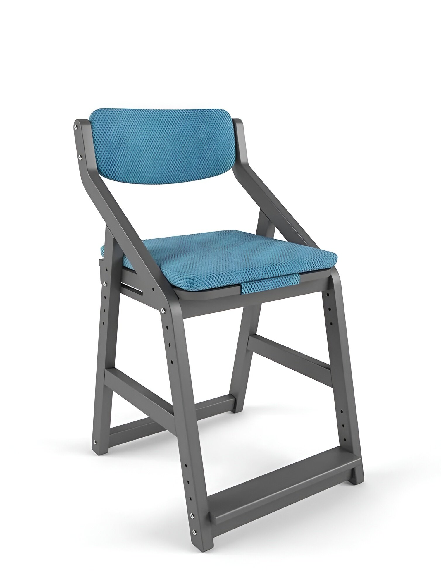 Стул растущий для школьника Робин Wood (Вуд) с чехлом, цвет Серый/Голубой Велюр