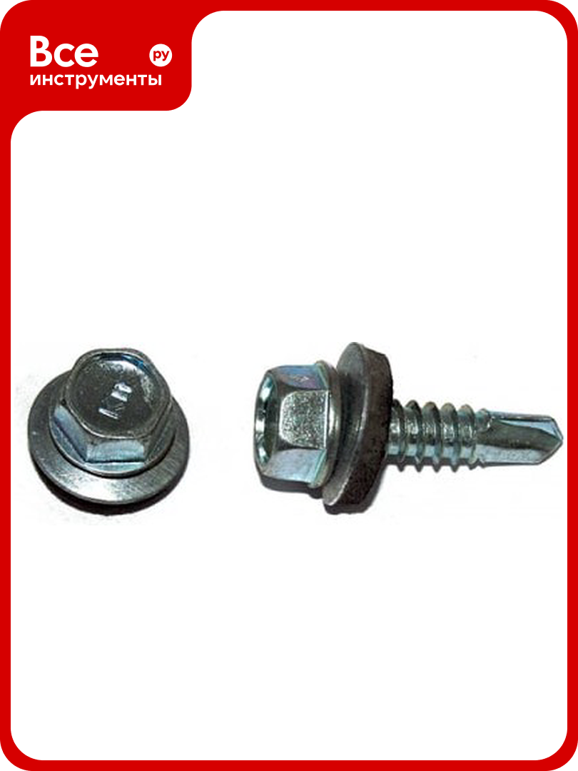 Кровельный саморез креп-комп с пресс‑шайбой EPDM, оцинкованное покрытие, шестигранная головка, внешний шестигранный шлиц