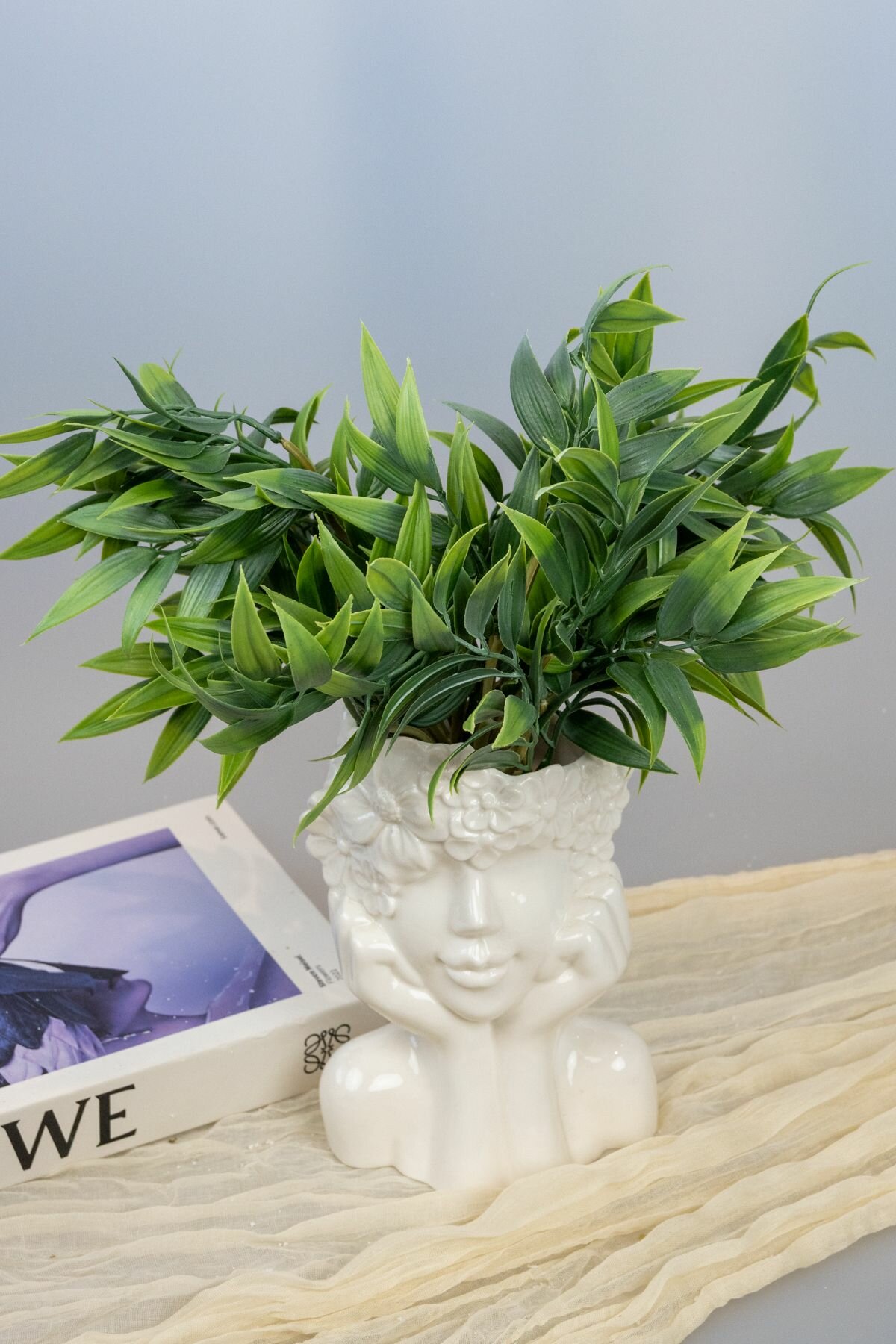 Цветы искусственные ветки зелени Ива крупнолистная пластик для интерьера декора 3 букета 40 см