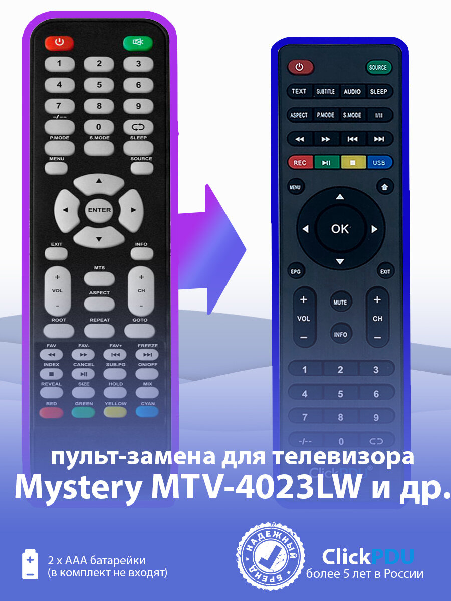 Пульт для телевизора Mystery MTV-4023LW