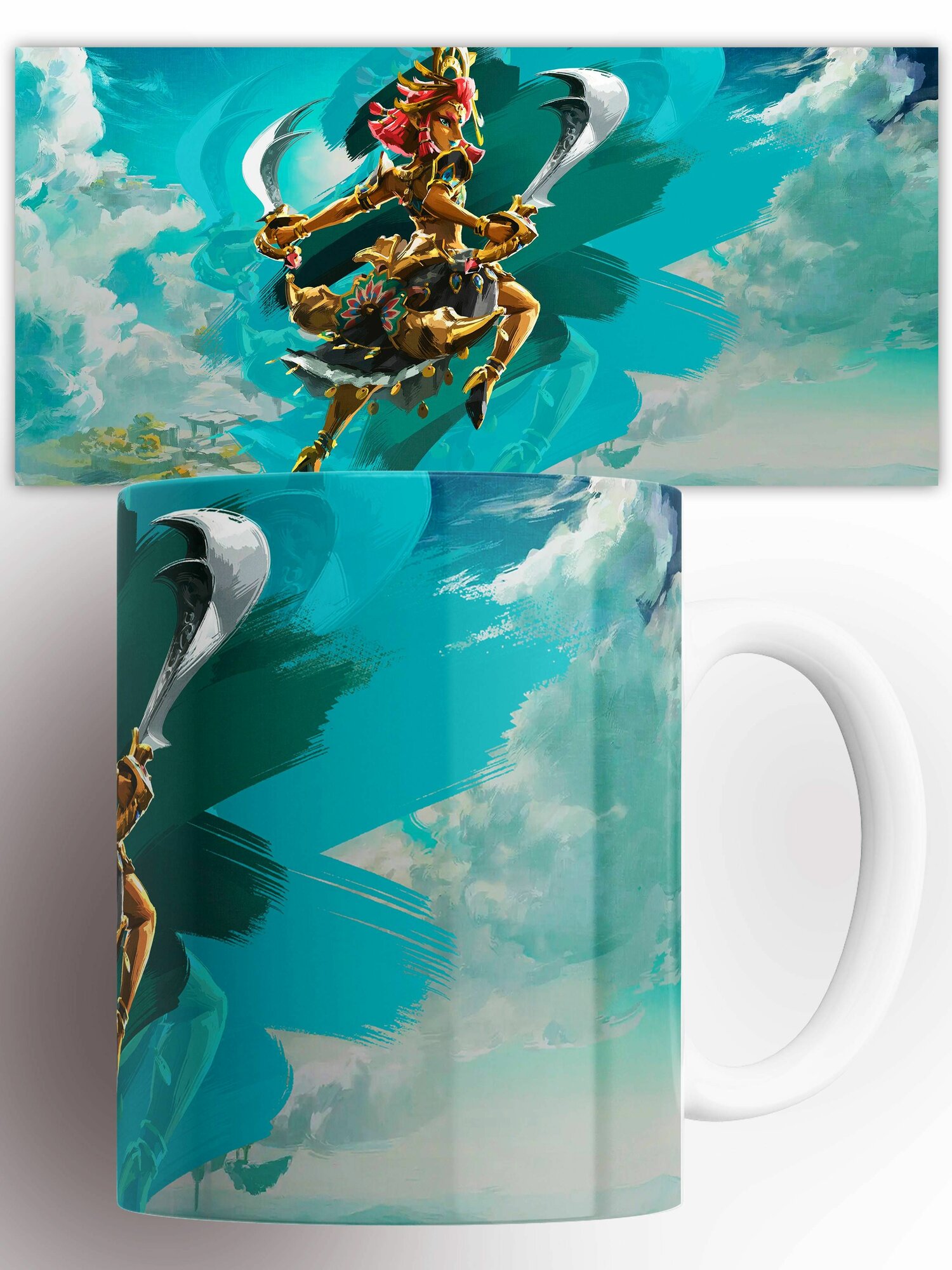 Кружка Легенда о Зельде Слёзы Королевства The Legend of Zelda: Tears of the Kingdom Риджу компьютерная игра , на подарок с принтом 330 мл