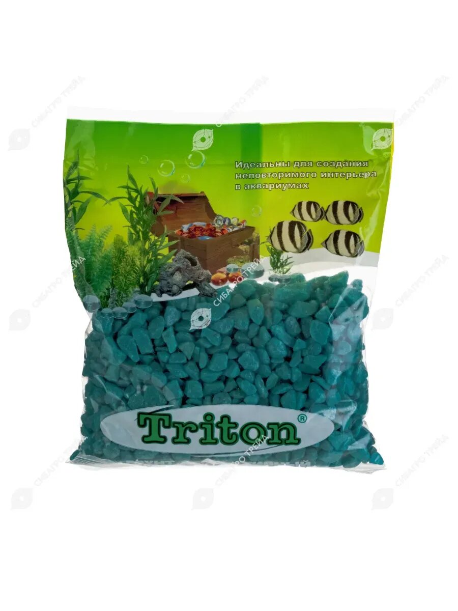Грунт Тритон блестящий бирюзовый крупный, 800 г.