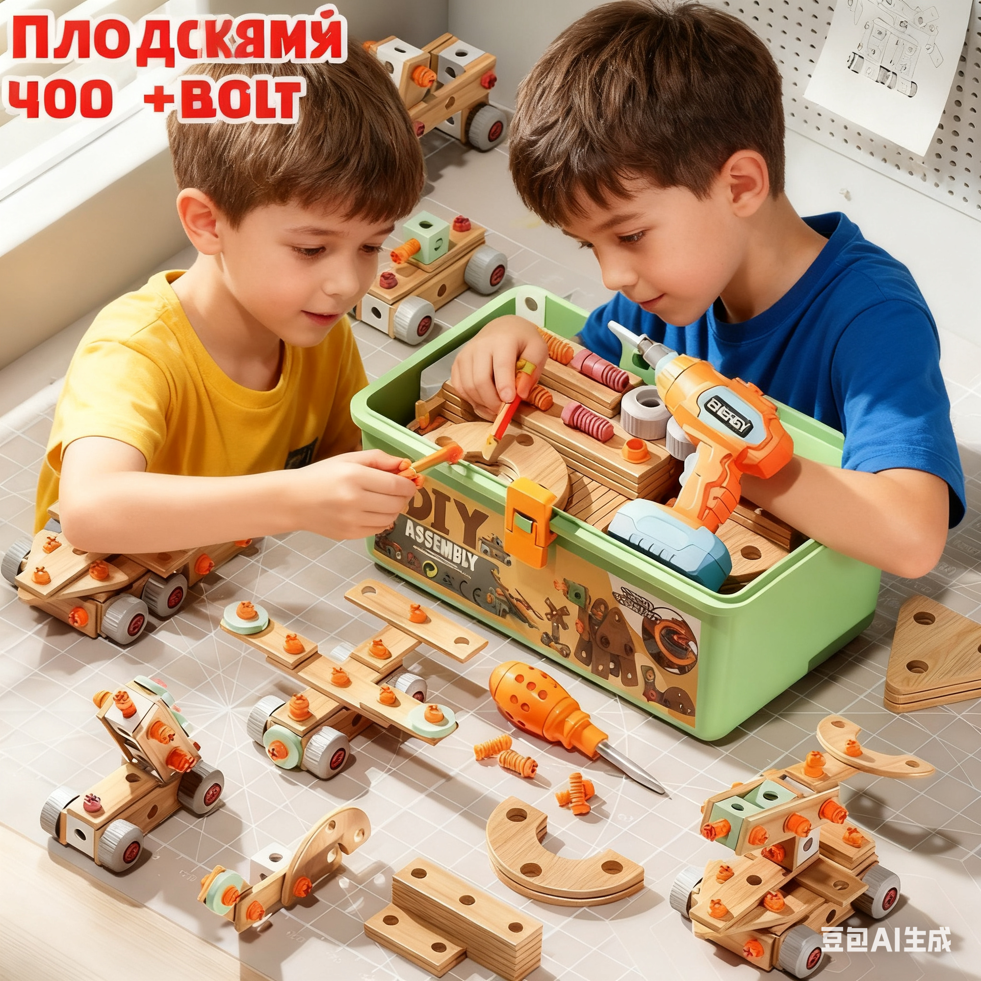 Набор инструментов детский Happy Baby, игрушки для мальчиков, игровой набор строителя с ящиком, игрушечный шуруповерт дрель