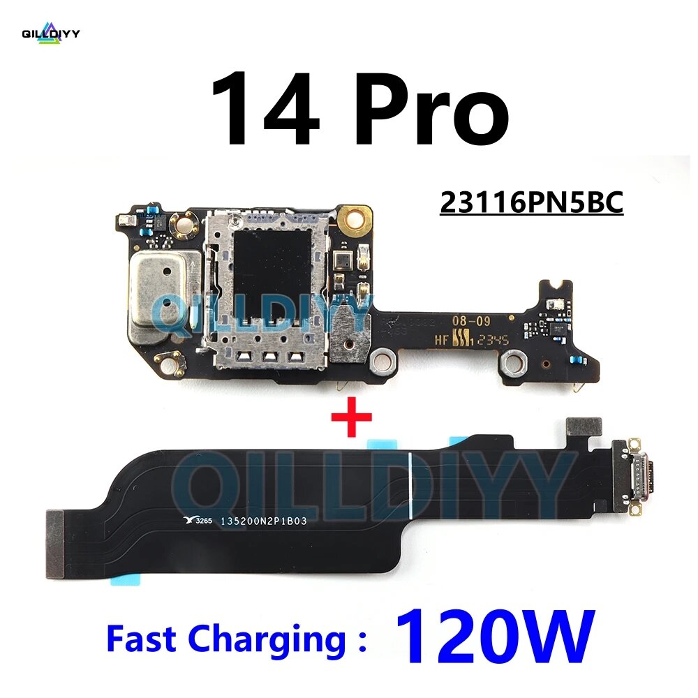 Для Xiaomi Mi 14 Pro Держатель лотка для SIM-карты Микрофонная плата USB-док-станция для зарядки Гибкий кабель Разъем для зарядного устройства Гибкая лента 14 Pro