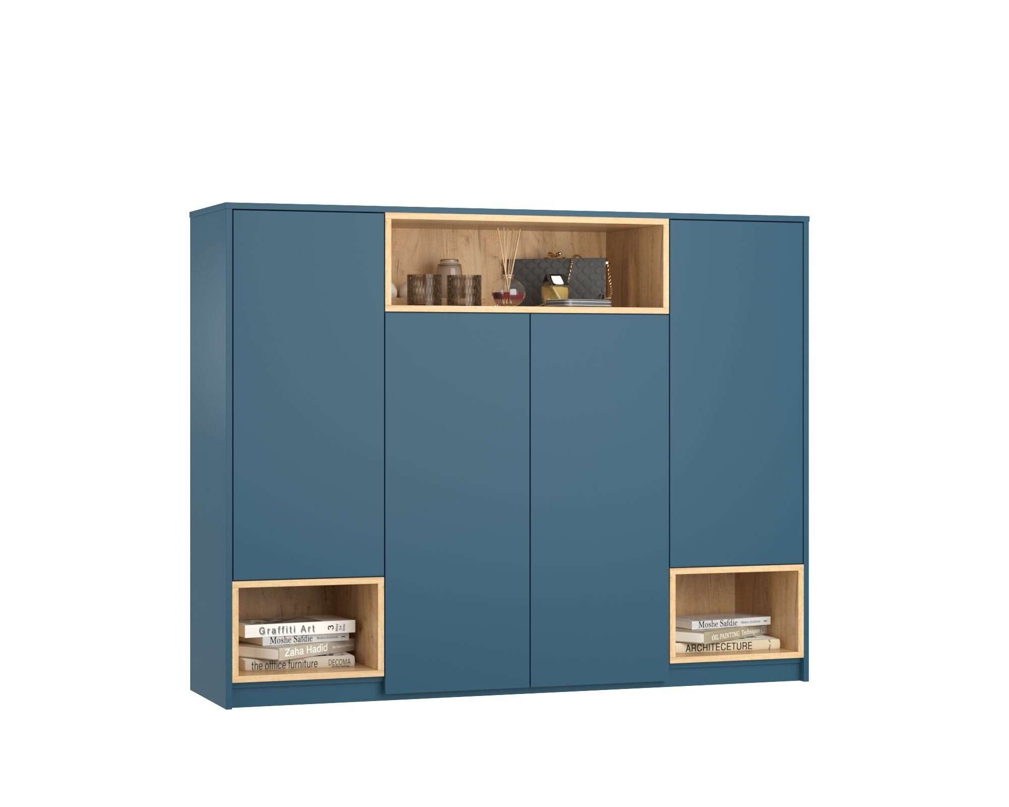 Комод с ящиками "Рокки 7" 160х125х40 Альби Полуночно-синий / Дуб крафт золотой