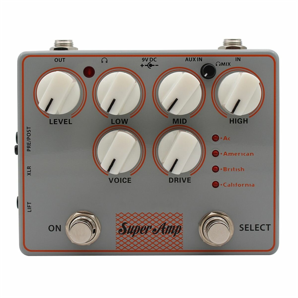 Предусилитель/директ-бокс SUPER AMP, 4-корпусная имитация DI, наушники AUX