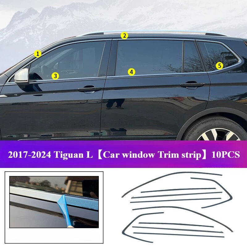Для Volkswagen 17-24 Tiguan L22/23 модифицированный спортивный внешний вид Black Knight x принадлежности для внешней отделки автомобиля window Trim strip