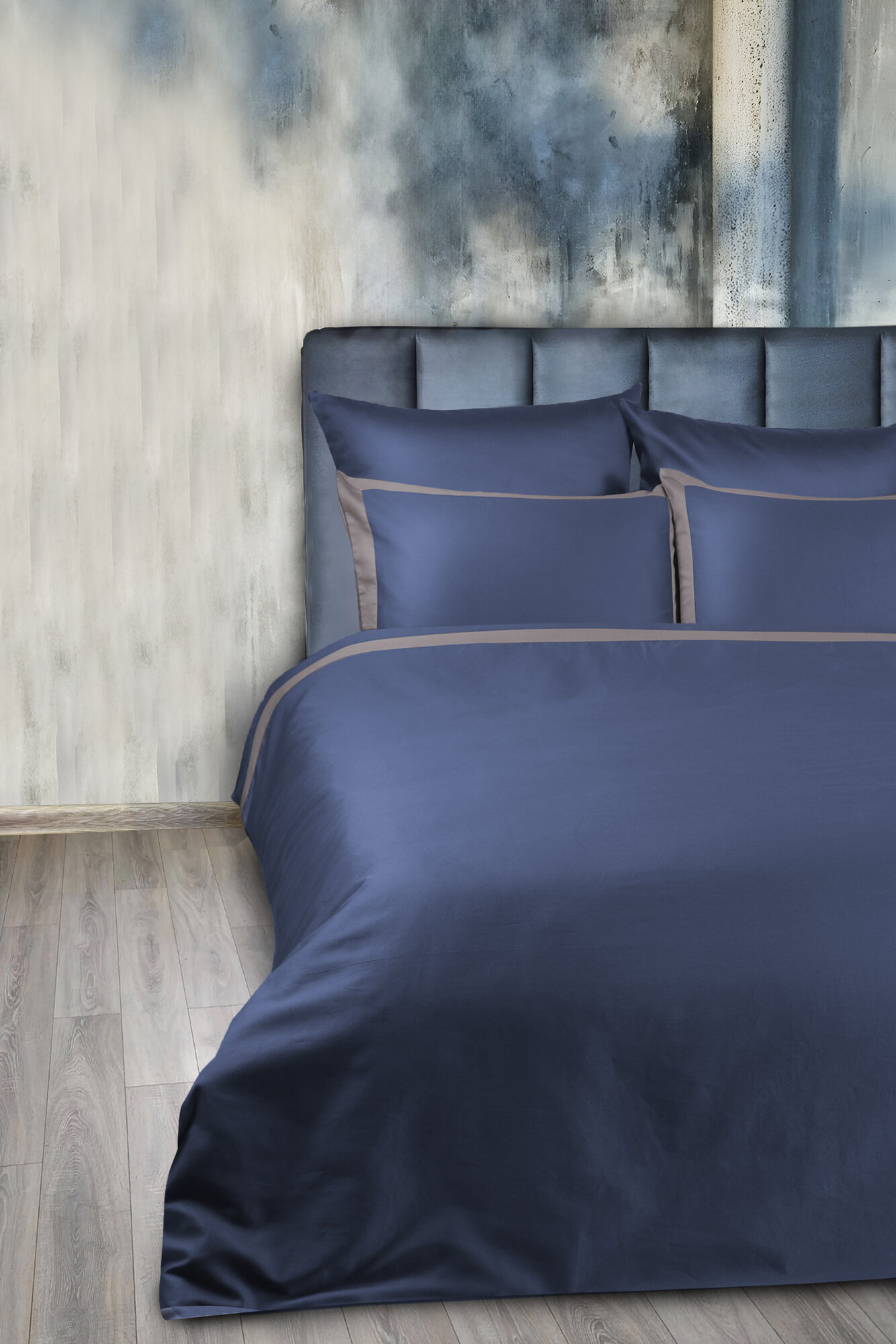 Постельное белье евро Aurella Vintage indigo от Mona Liza, цвет синий, сатин