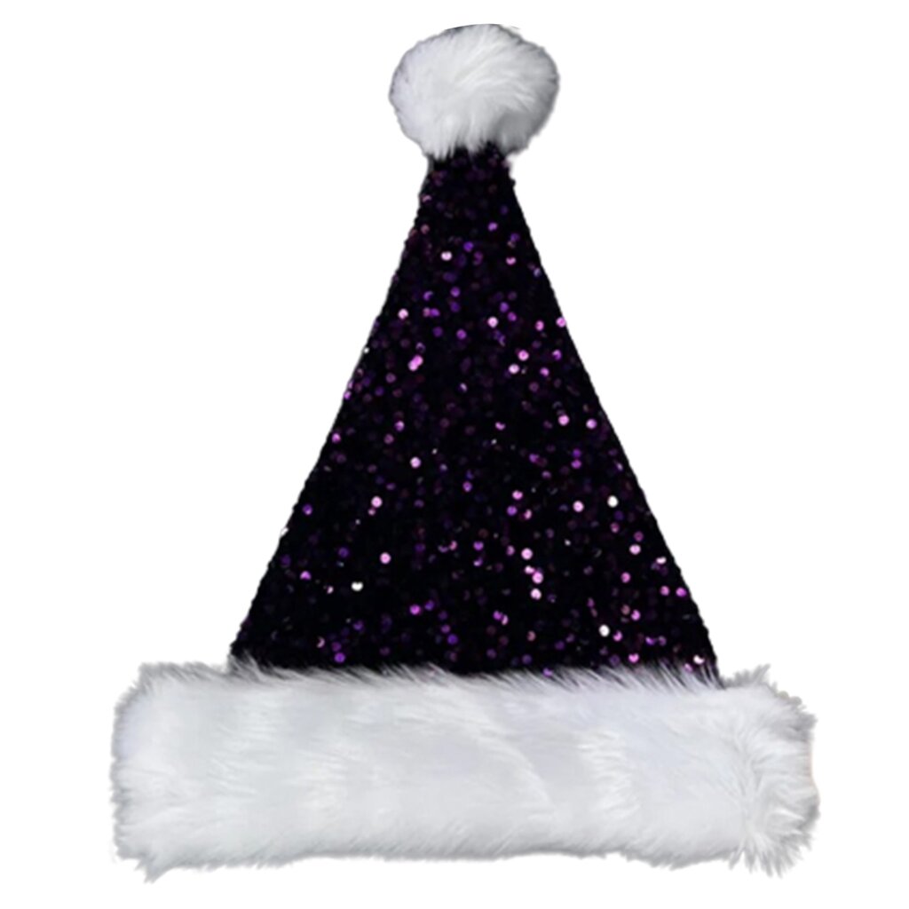Санта-шапка с пайетками и белым меховым краем для вечеринок и костюмов