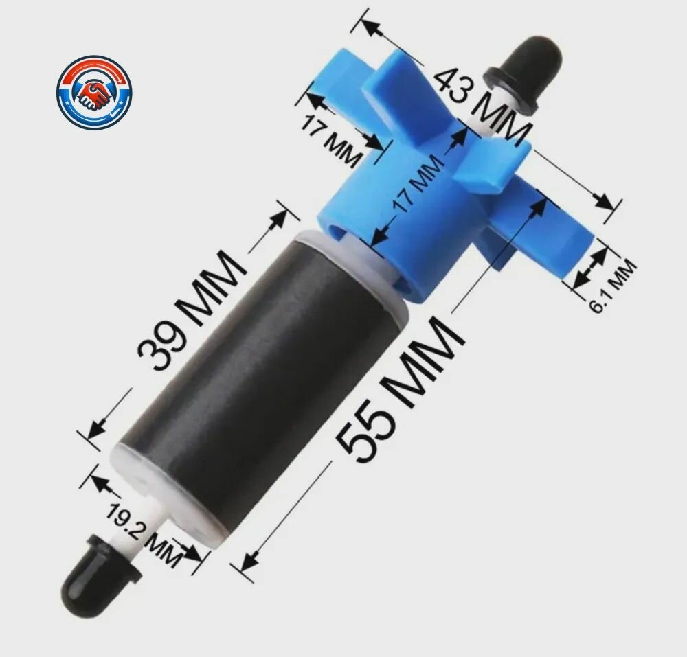 Импеллер для внешнего аквариумного фильтра Jebo 825/835/828/838, крыльчатка с керамической осью и резинками, запчасть для фильтрации воды в аквариуме и террариуме