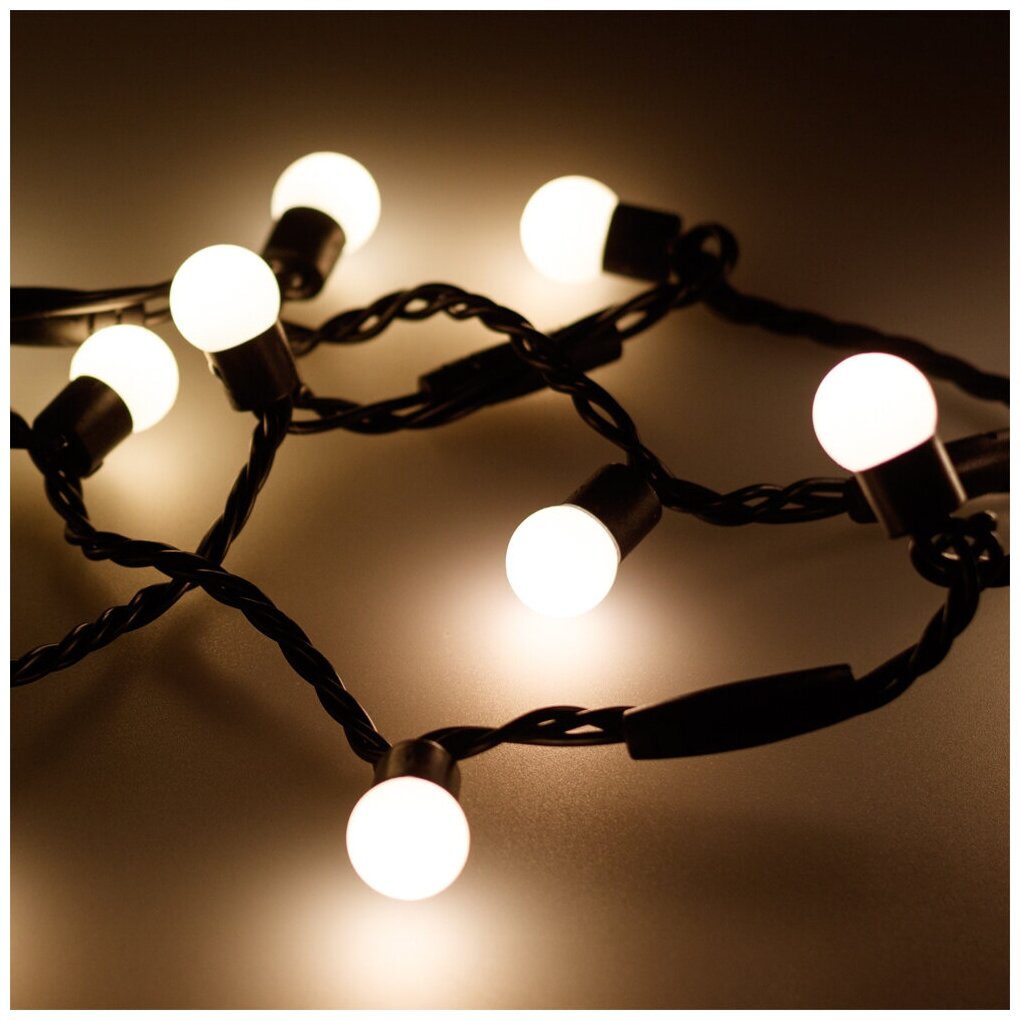 Ardecoled Светодиодная гирлянда ARD-BALL-CLASSIC-D17.5-20000-BLACK-200LED WARM (230V, 14W) (Ardecoled, IP65) 025591