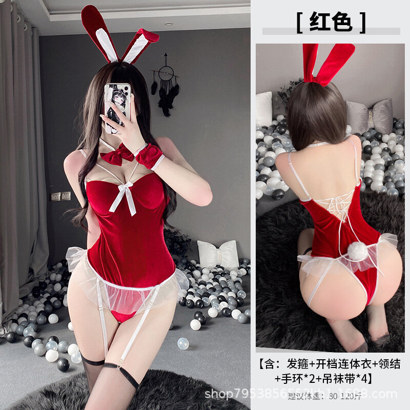 Сексуальное нижнее белье с открытым промежностью, костюм кроличьей девочки, чистое желание, униформа, сексуальное искушение, страсть, флирт, горячий комплект для увеличения груди