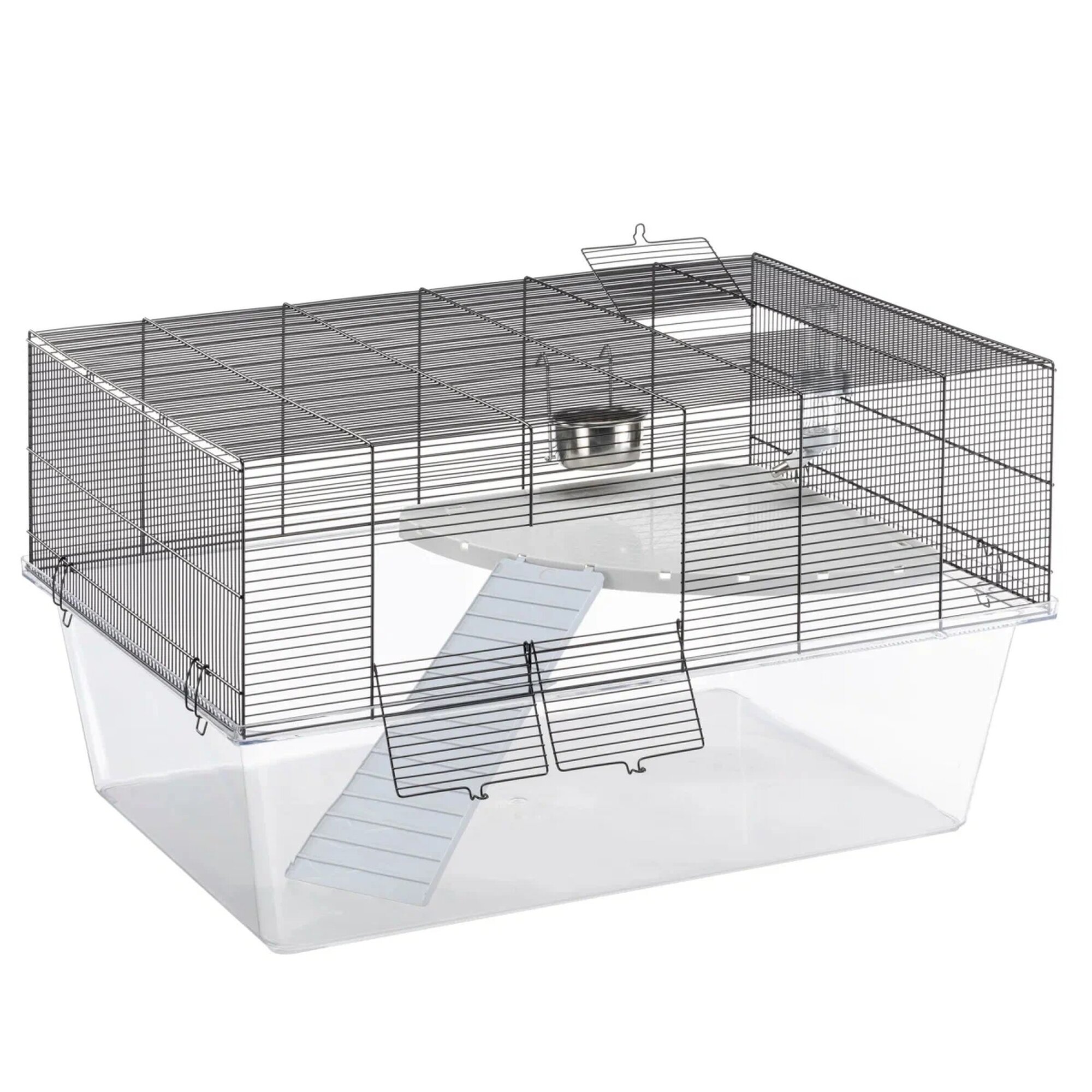 Клетка для хомяков, мышей и песчанок Ferplast GLASSY 80 с прозрачным основанием и аксессуарами 78,5×57,5×44,5 см