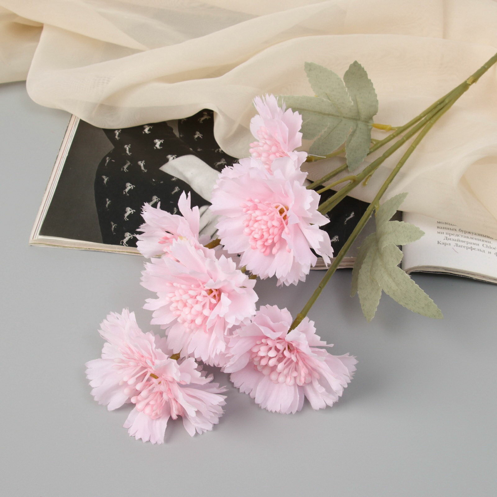 Цветы искусственные "Гвоздика каспар галант", 58x7 см, розовые