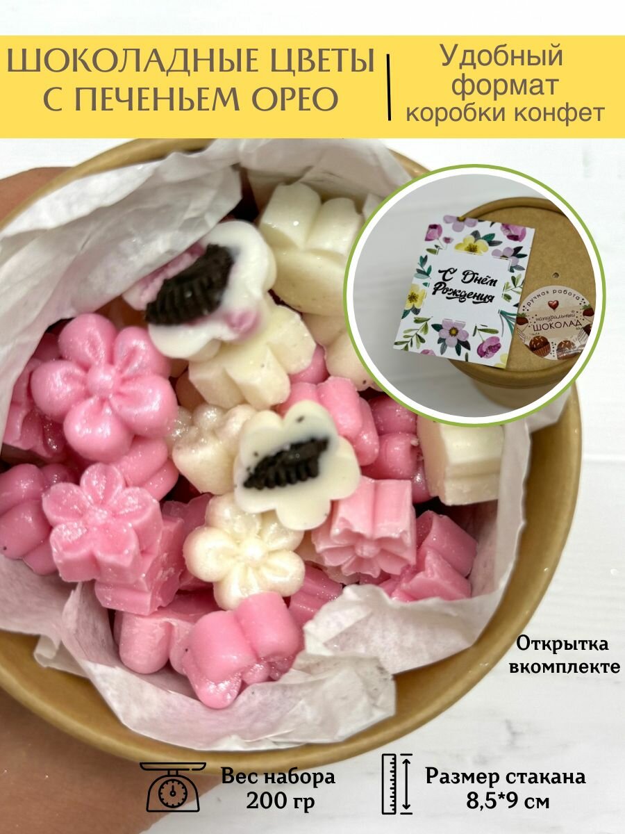Набор конфет в подарок на день рождения. Шоколадные цветы