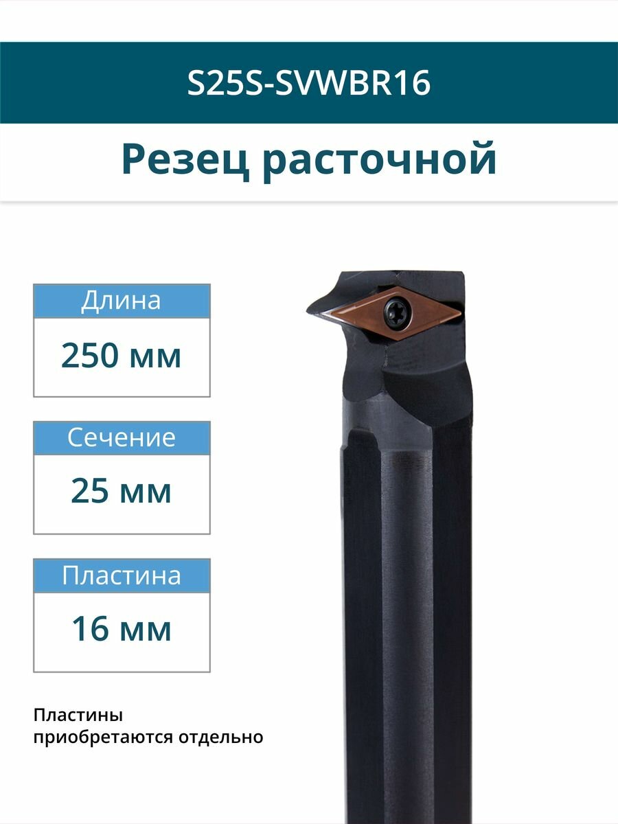 S25S-SVWBR16 резец расточной внутренний 25 мм правый / пластина V - Ромб 35 градусов