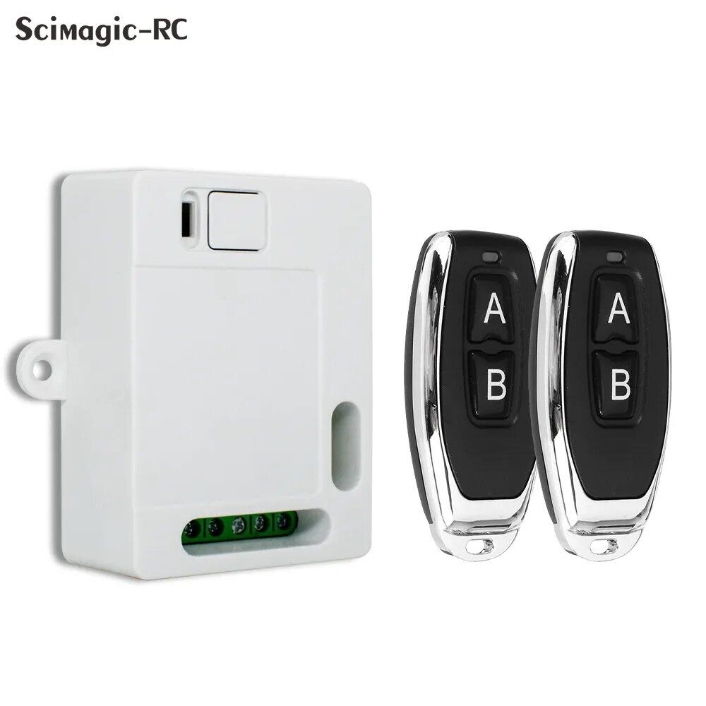 Двух канальное радиоуправляемое реле 220В 10А 433МГц. Радиореле для ворот, шлагбаумов. Дистанционный выключатель. Беспроводной переключатель. + два пульта