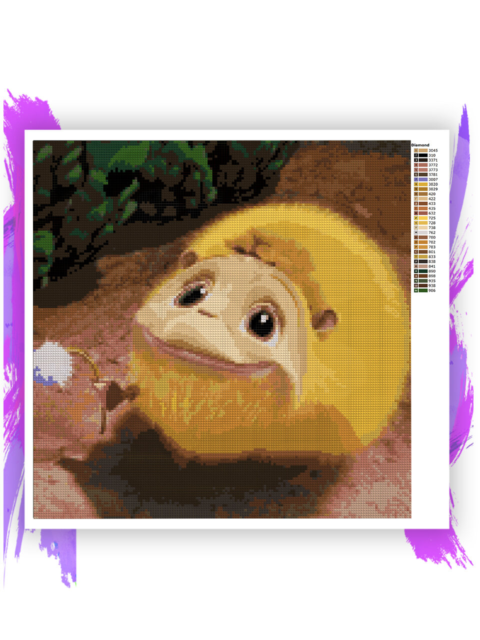 Алмазная мозаика без подрамника - вышивка - Кэти с одуванчиком 40 х 40 см