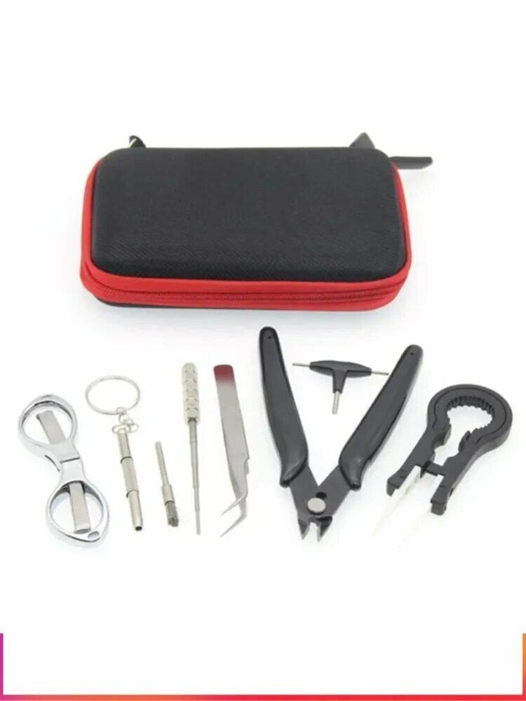 Набор Инструментов Для Ремонта DIY: Черные Пластиковые Плоскогубцы, Керамические Щипцы, Складные Ножницы, Койл-Джиг, Отвертка.
