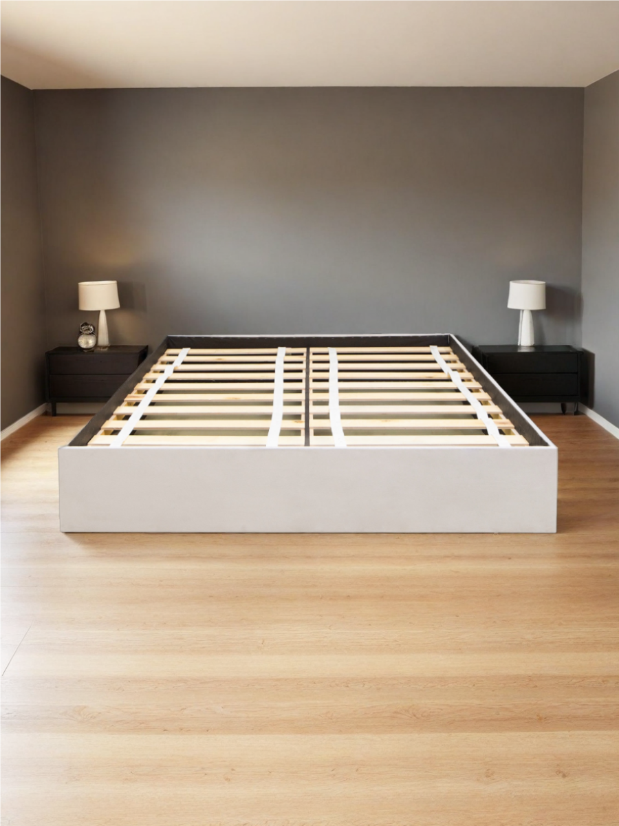 Кровать М-Стиль "Эшли", без изголовья, без матраса, бежевый велюр, 200x160x30 см