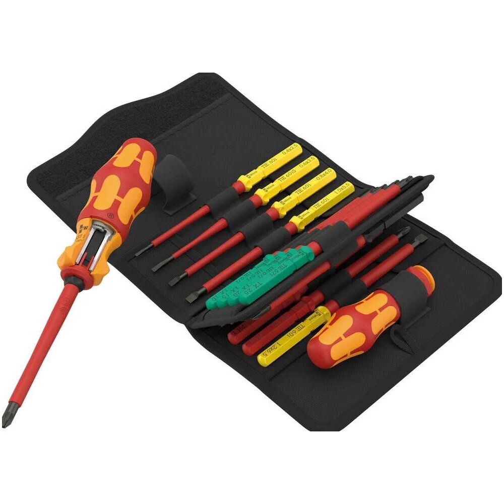 Набор насадок с отвёрткой-битодержателем WERA Kraftform Kompakt VDE 17 RA 1 Tool Finder c трещоткой, 17 пр. WE-006618