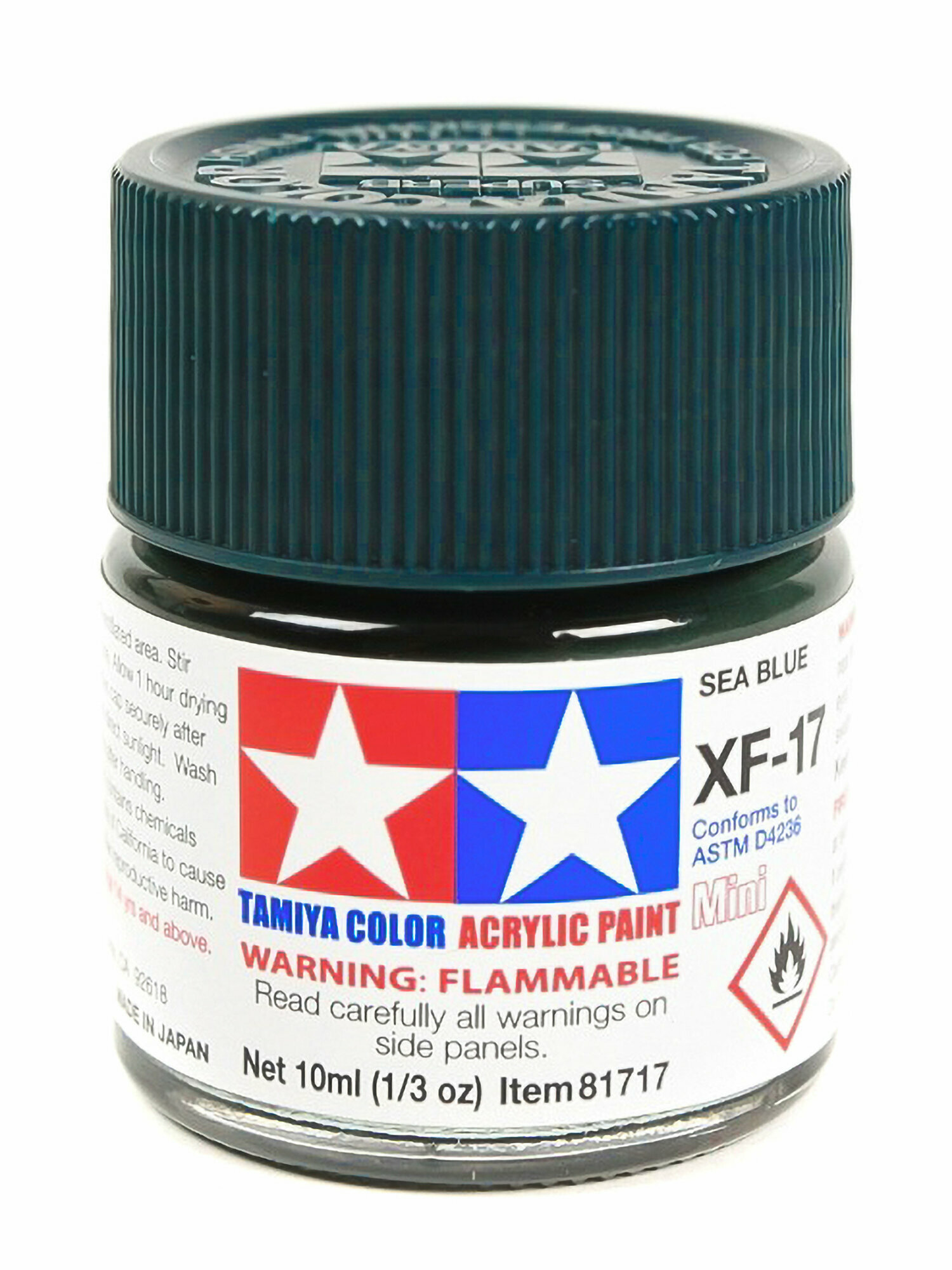 Краска акриловая Tamiya Color XF-17 Sea Blue 81717 морская синяя матовая, 10 мл