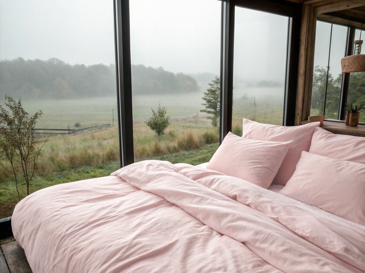 Пододеяльник из варёного хлопка 150 х 200 - М - Пастельно-розовый