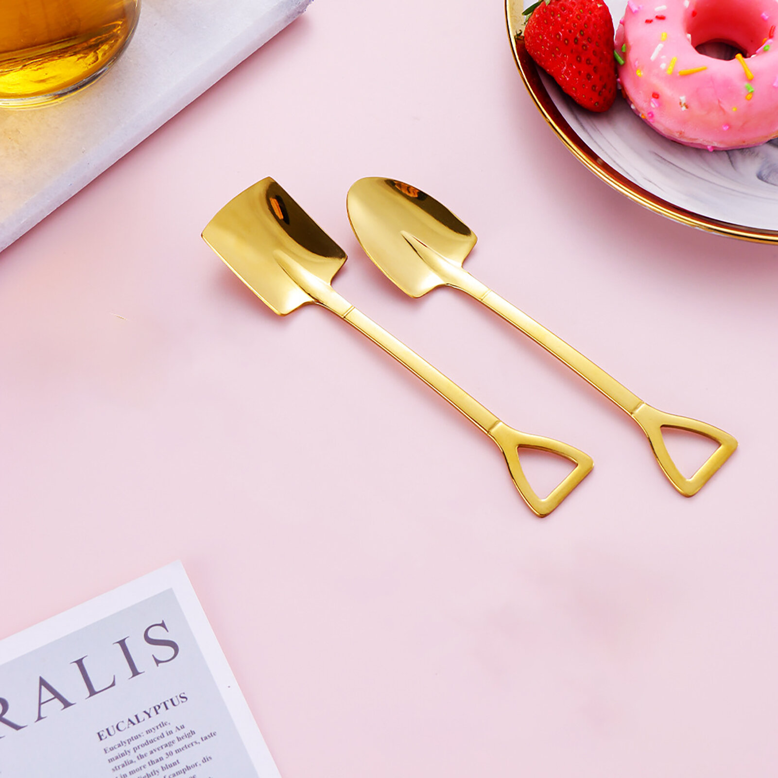 Набор ложек из 6 шт, квадратная ложка из нержавеющей стали 15 см и набор заостренных ложек для дома, офиса, титана