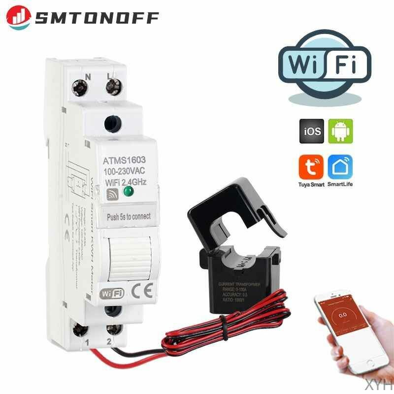 SMTONOFF Tuya WiFi умный счетчик кВтч с разделенным сердечником трансформатор тока 0.2-63A