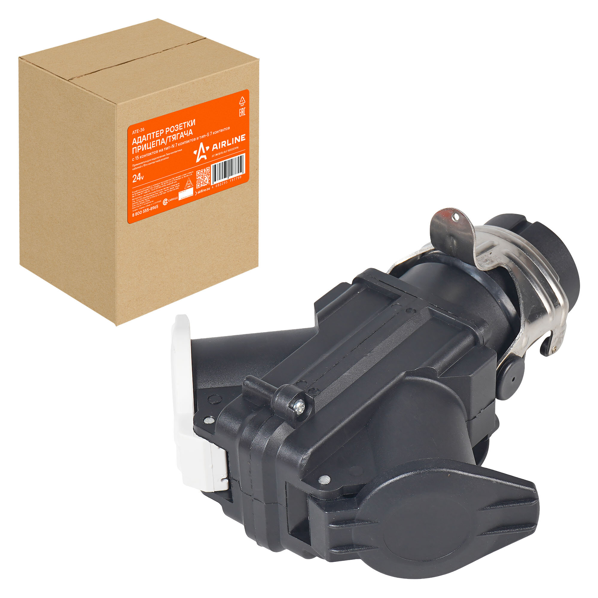 Адаптер розетки прицепатягача 24В с 15 конт на типN 7 конт и типS 7 конт ATE36 AIRLINE арт. ate36